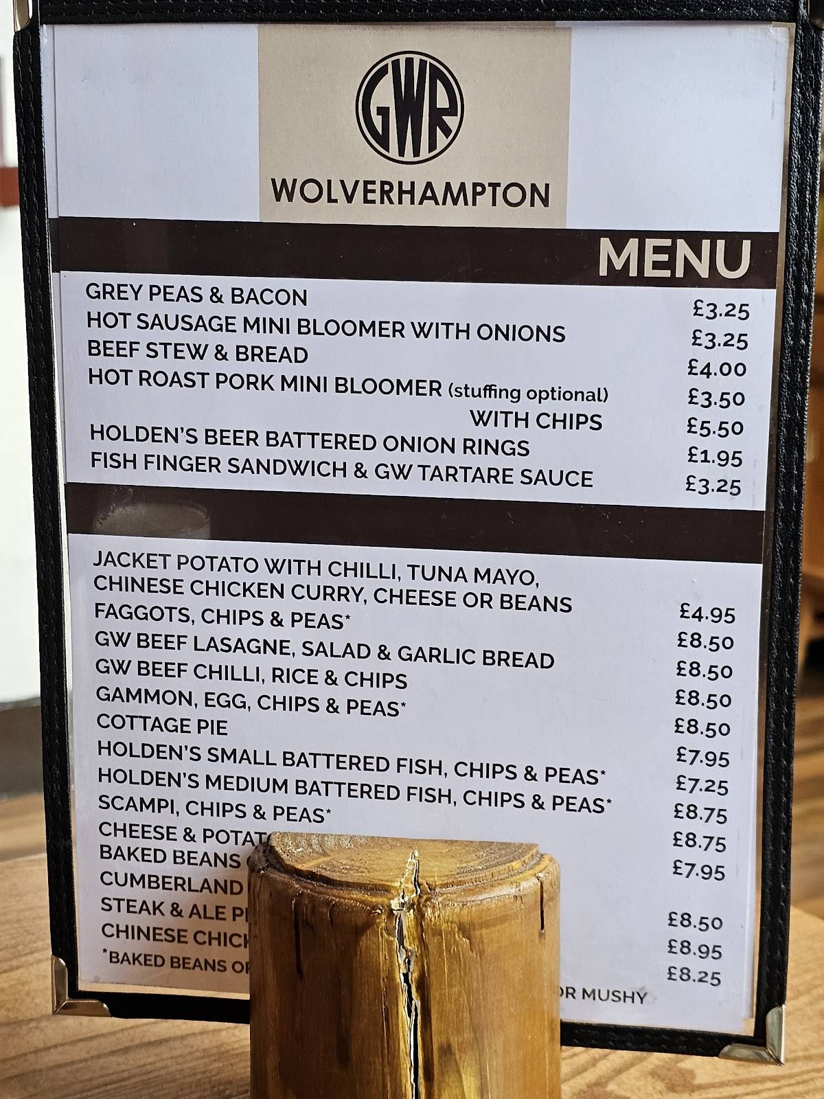 Menu at The Great Western pub & bar, Wolverhampton, Corn Hill