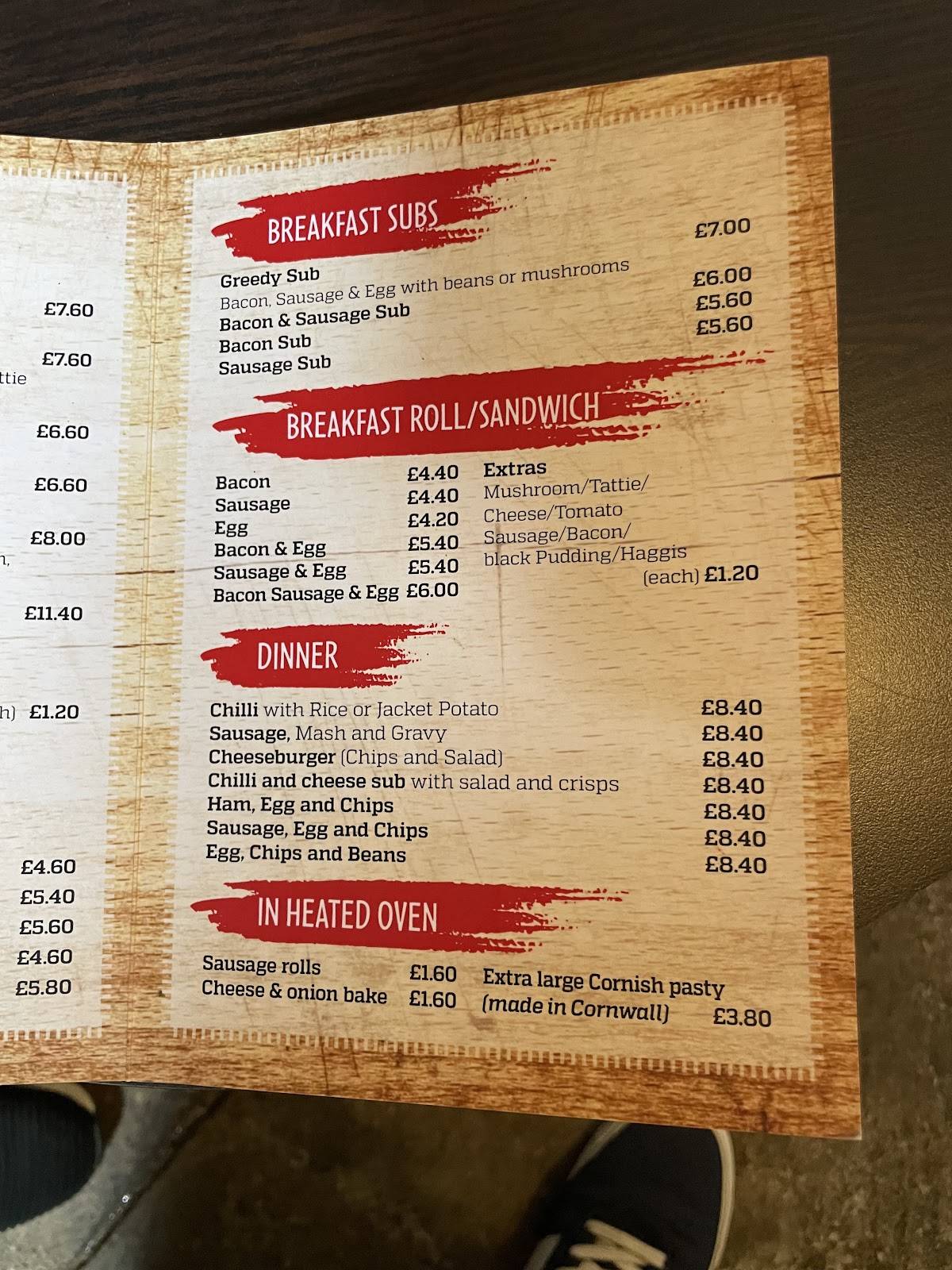 Menu at The Greedy Piglet cafe, Oundle