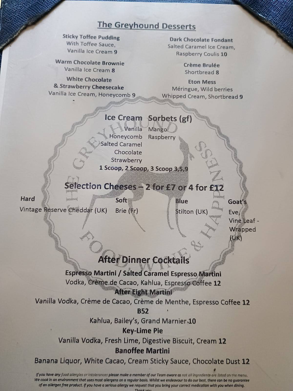 Menu at The Greyhound Grill pub & bar, Rotherfield Peppard, Gallowstree Rd