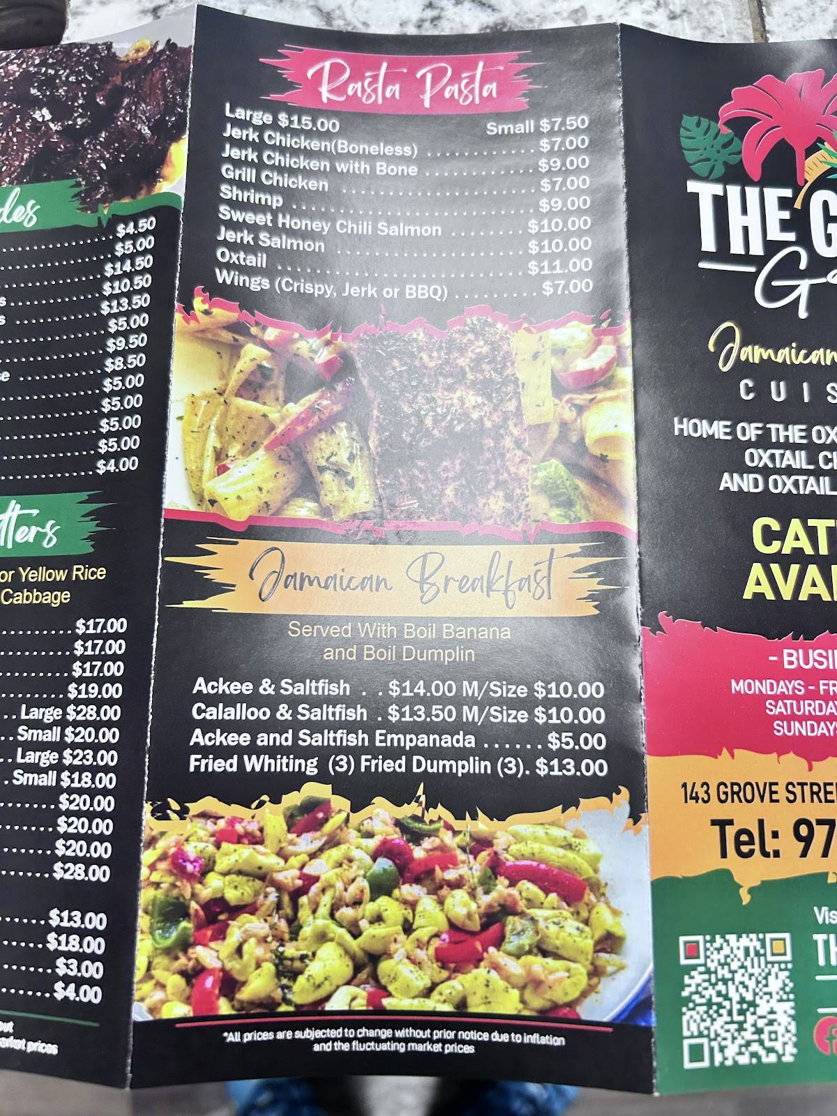 Menu at The Grove Grill restaurant, Bloomfield