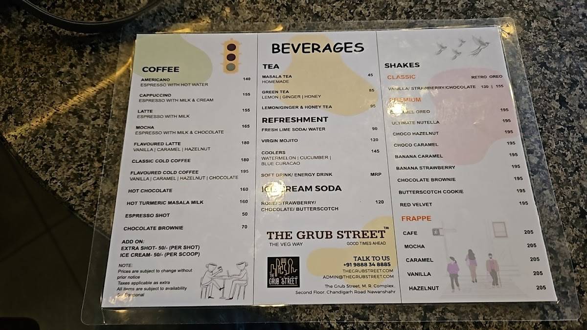 Menu at The Grub Street, Nawanshahr