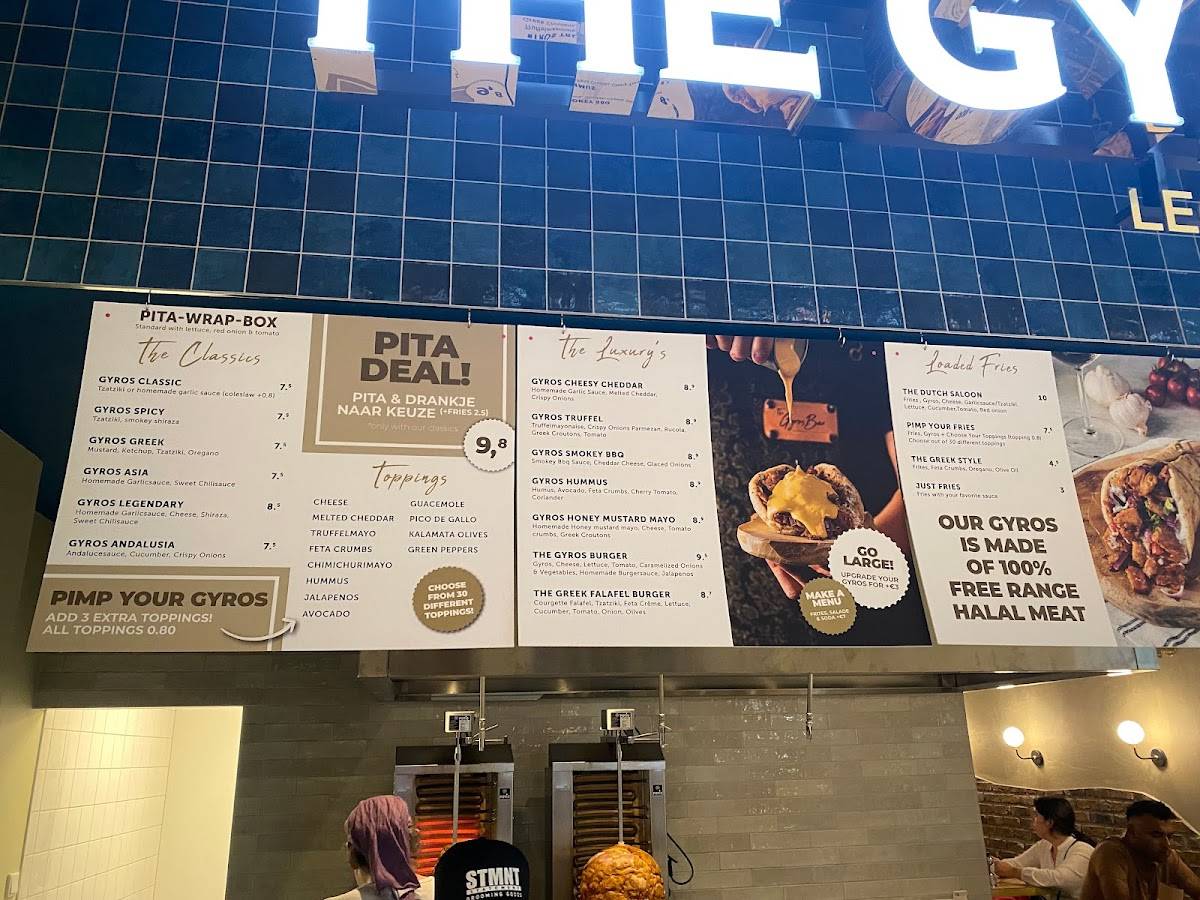 Menu at The Gyros Bar, Utrecht