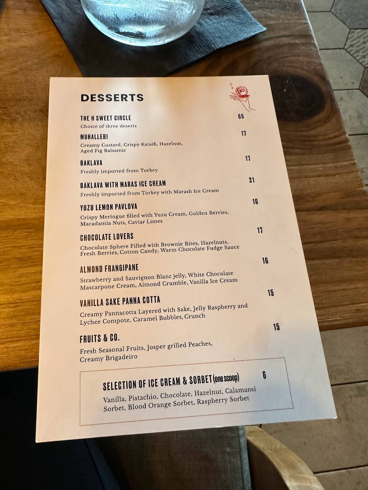 Menu at The H Orlando steakhouse, Orlando, Dr Phillips Blvd Suite 80