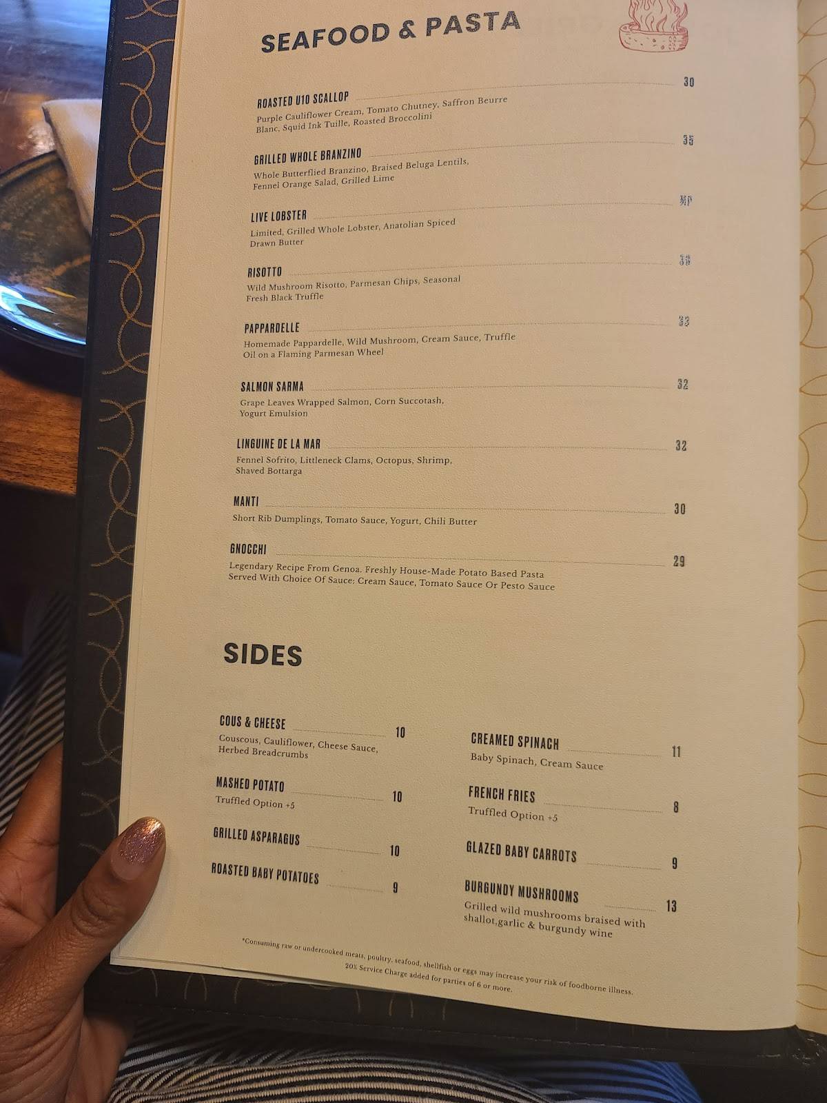 Menu at The H Orlando steakhouse, Orlando, Dr Phillips Blvd Suite 80
