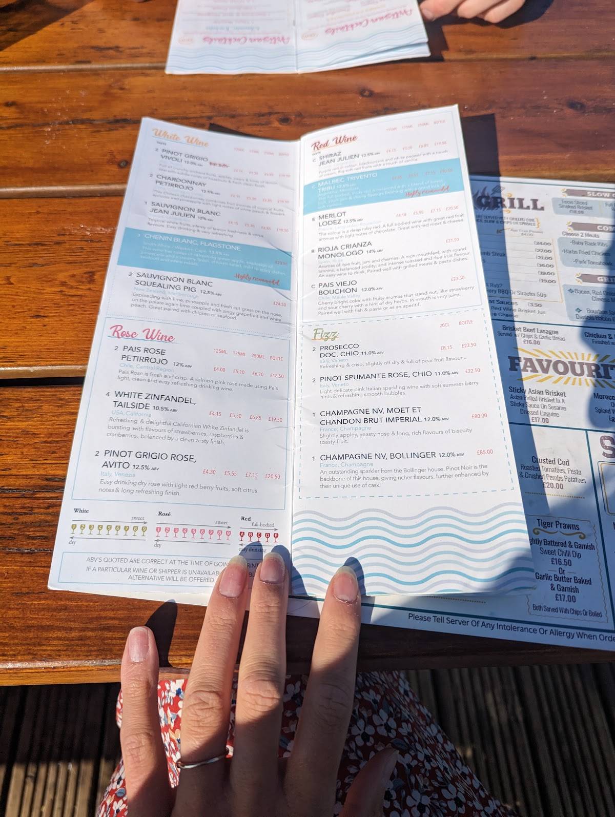 Menu at The Harbourmaster pub & bar, Milford Haven, Marina