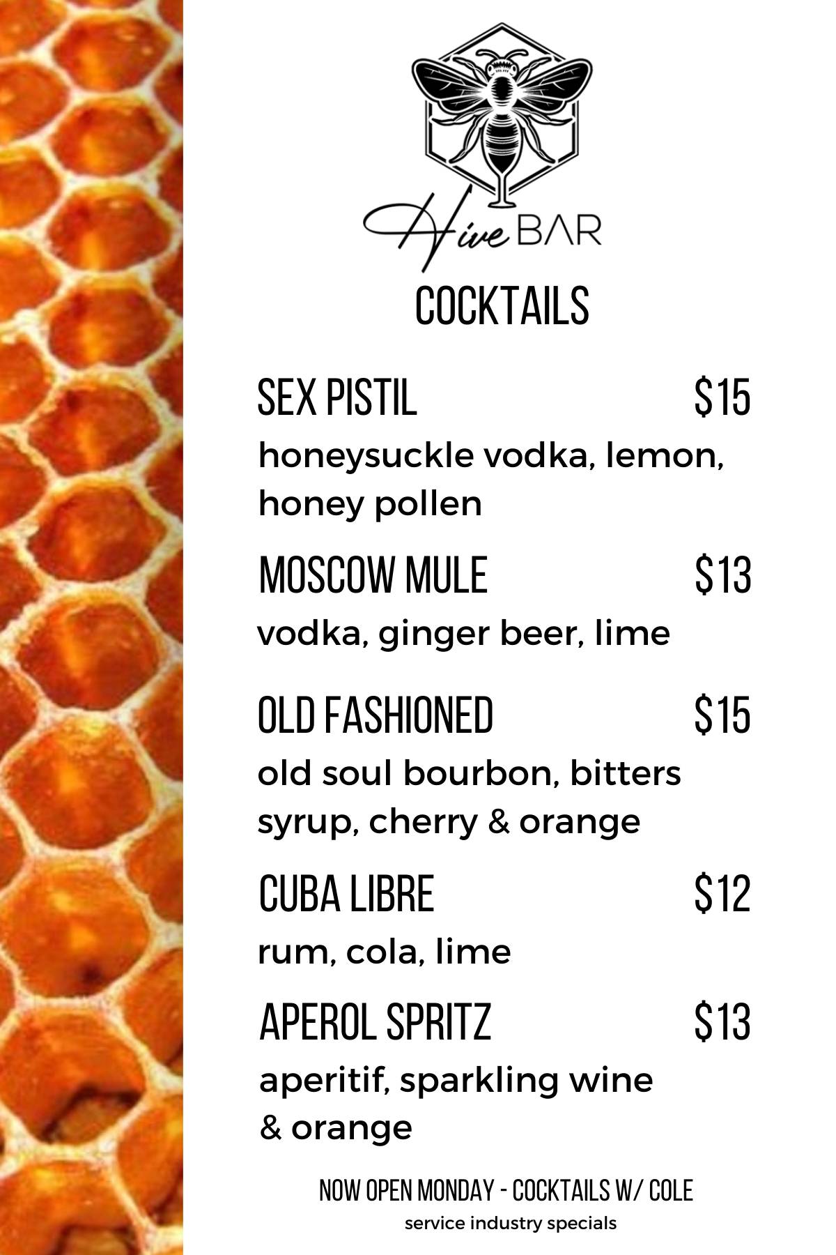Menu at The Hive pub & bar, Sarasota