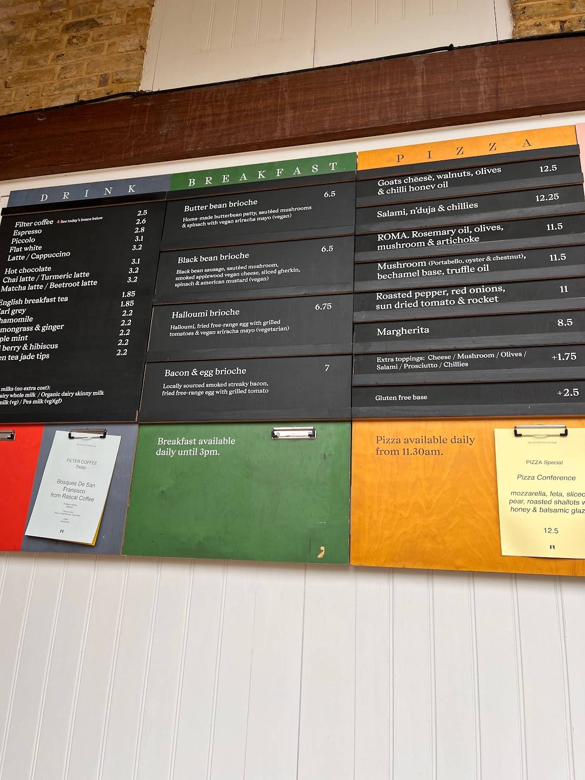 Menu at The Homestead Cafe, Beckenham