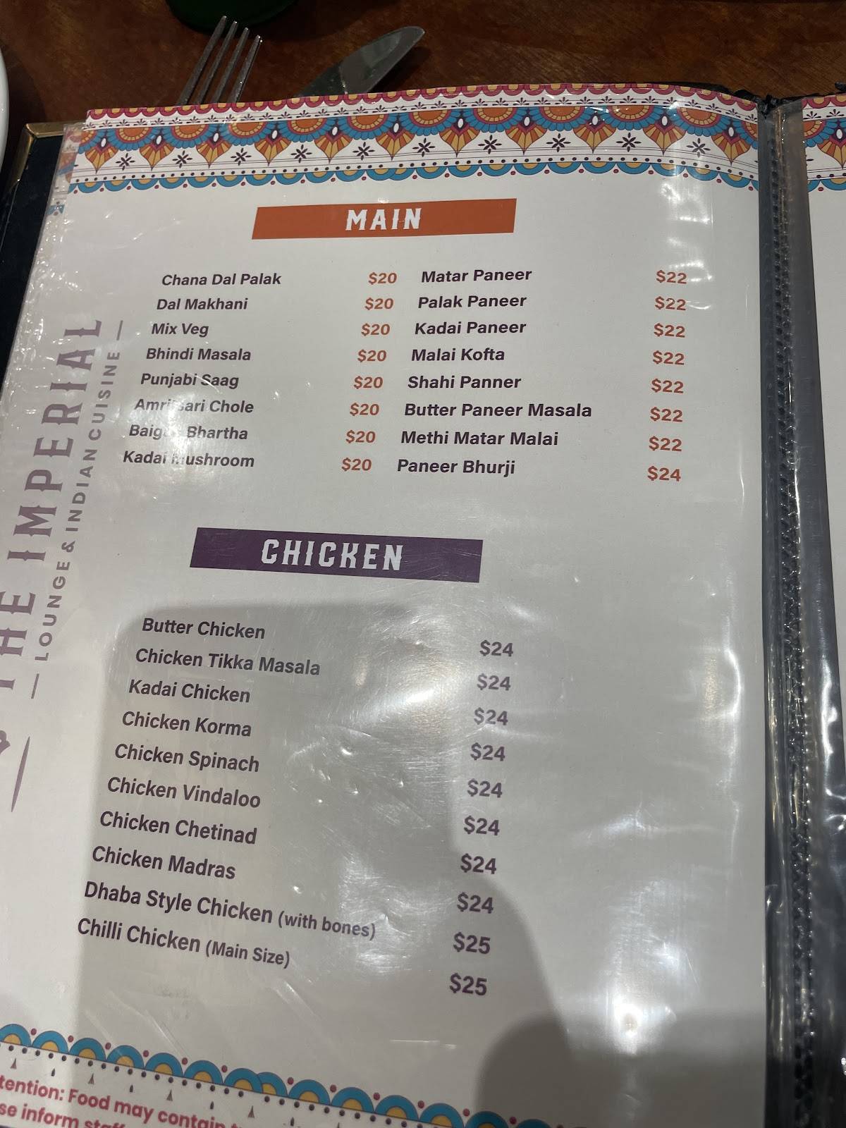 Menu at The Imperial Lounge & Indian Cuisine restaurant, Cannington, 1B ...