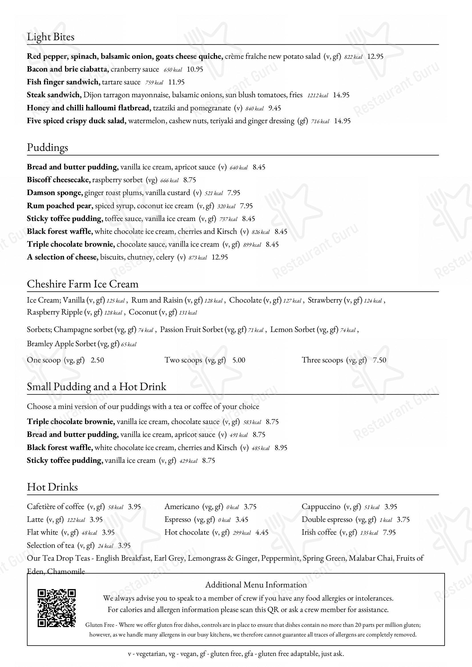 Menu at The Inn at Shipley pub & bar, Perton, Bridgnorth Rd