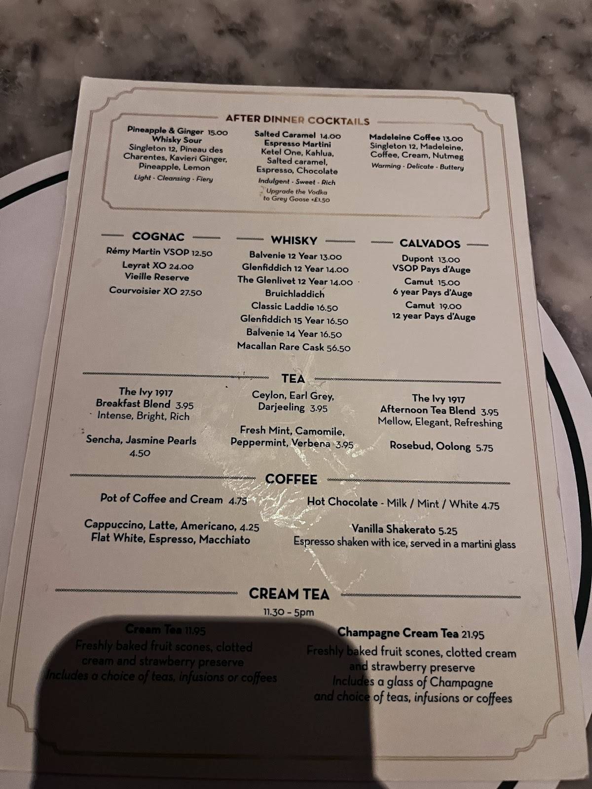 Menu at The Ivy Cambridge Brasserie restaurant, Cambridge