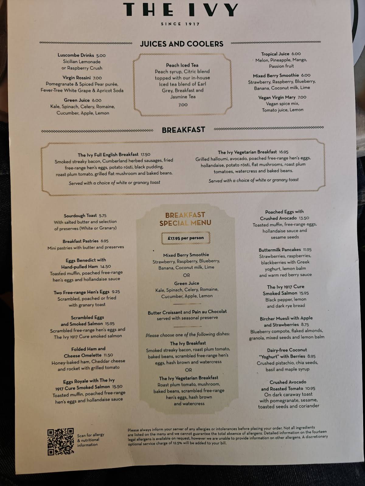 Menu at The Ivy Cambridge Brasserie restaurant, Cambridge