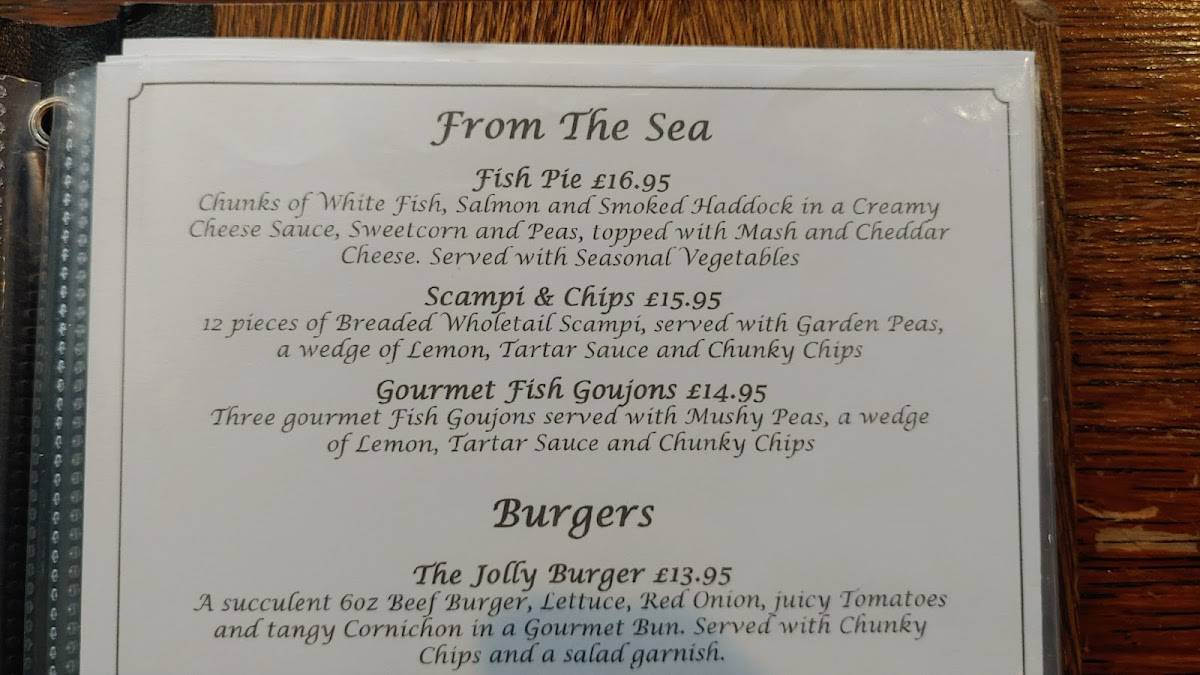 Menu at The Jolly Sailor Inn pub & bar, Looe