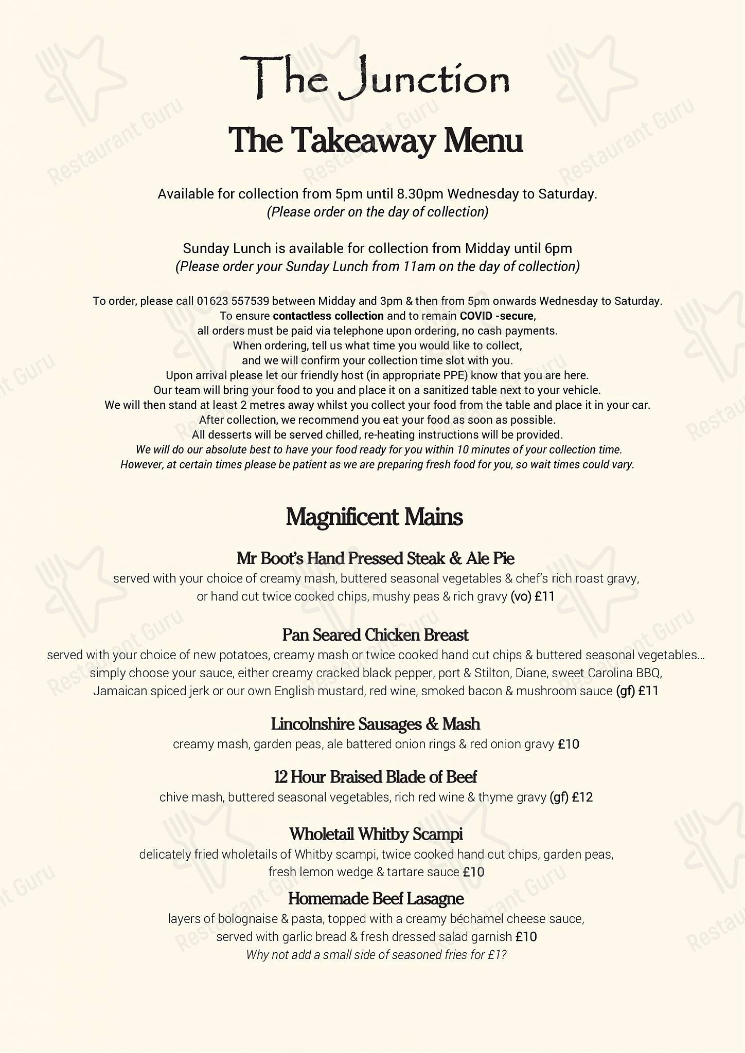 Menu at Junction pub & bar, Sutton-in-Ashfield