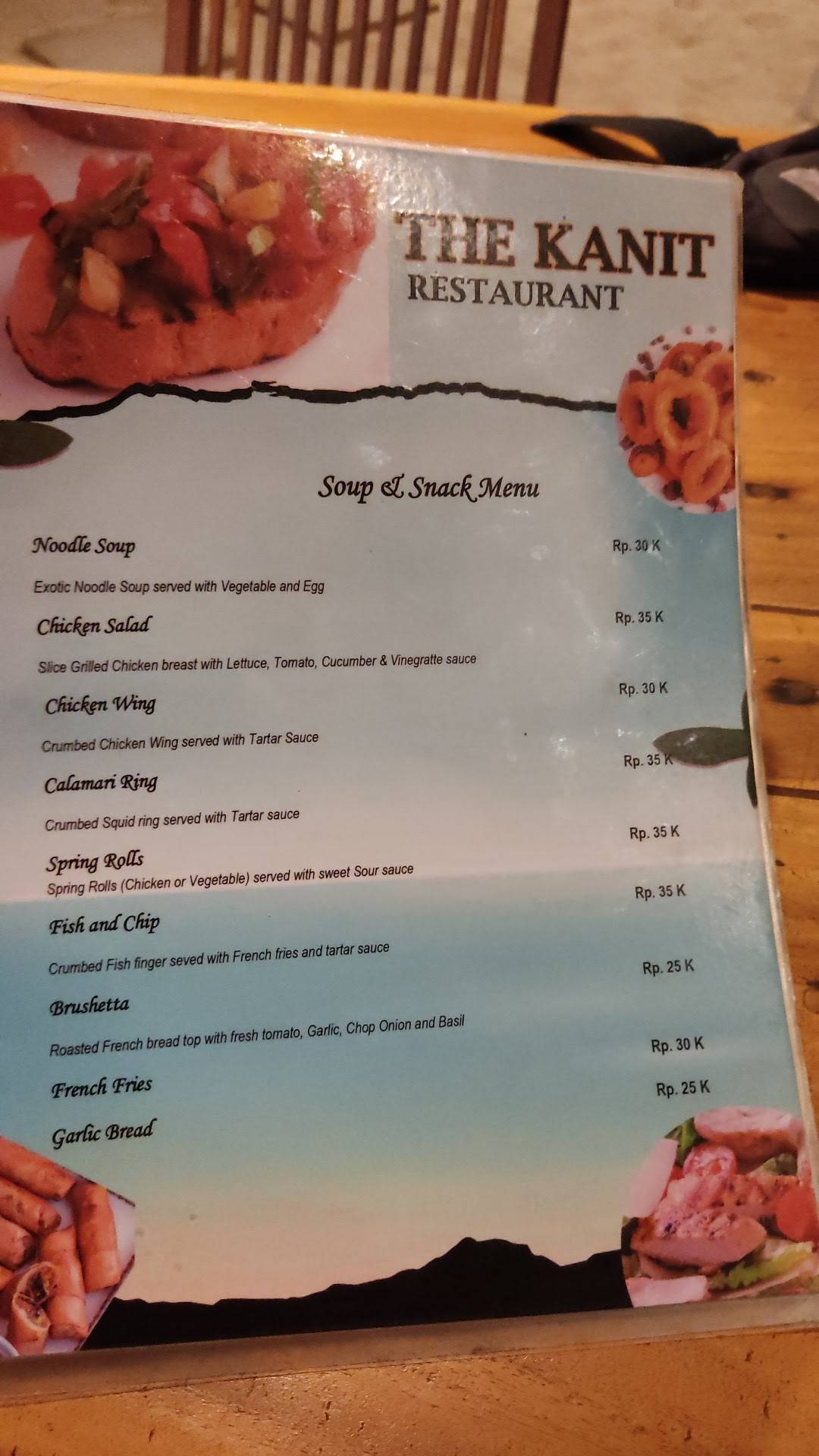 Menu at The Kanit Restorant restaurant, Indonesia