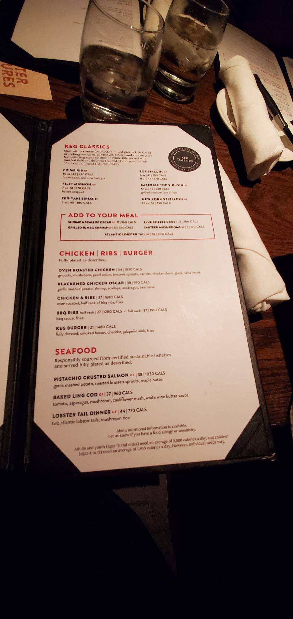 Menu at The Keg Steakhouse + Bar - Waterloo, Waterloo