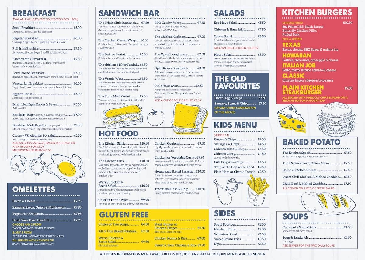 Menu at The Kitchen Retail Park restaurant, Letterkenny, Unit 13A