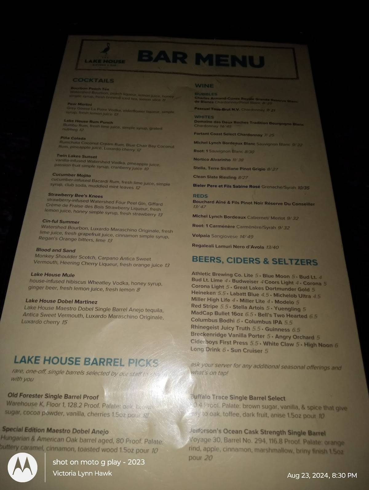 Menu at The Lake House Kitchen + Bar, Kent