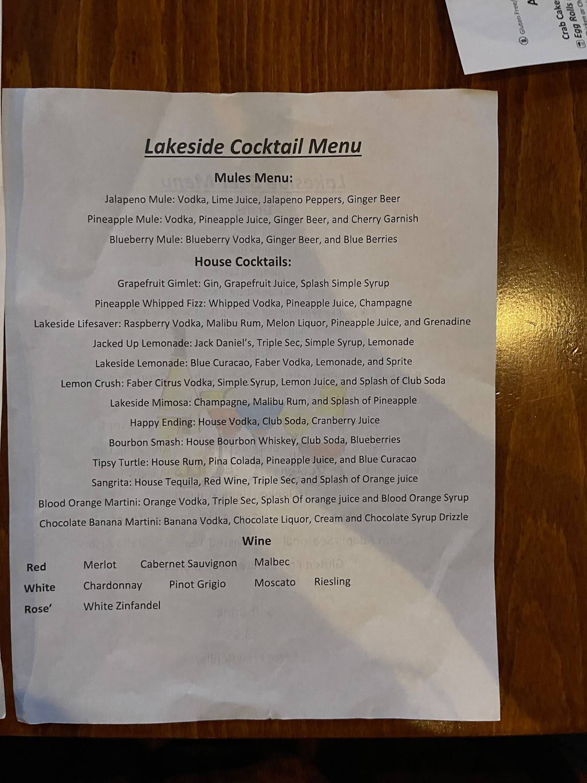 Menu at The Lakeside restaurant, Saylorsburg