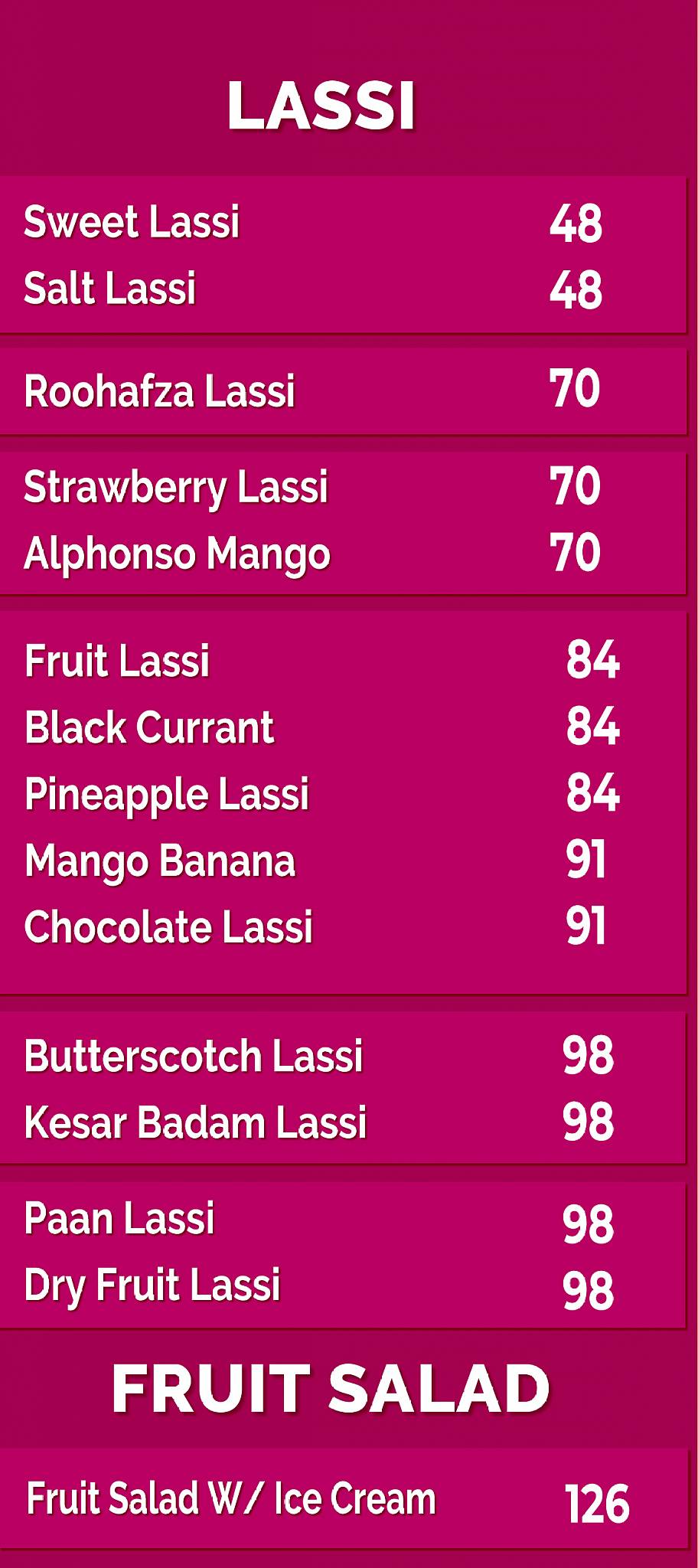 Menu at The Lassi Corner, Kolkata, 11