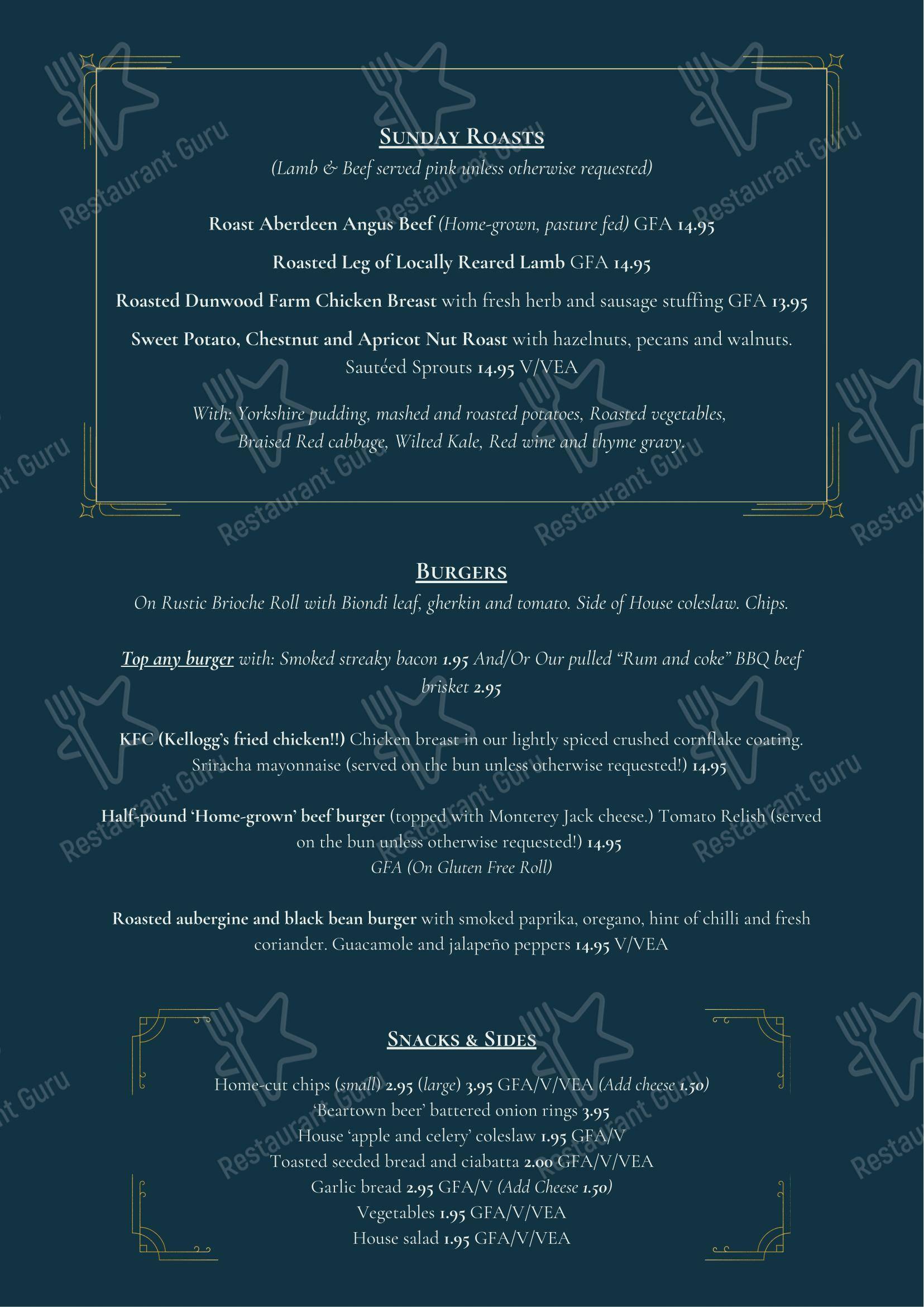 Menu at The Lazy Trout pub & bar, Leek
