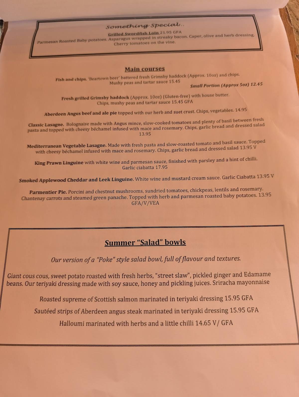 Menu at The Lazy Trout pub & bar, Leek