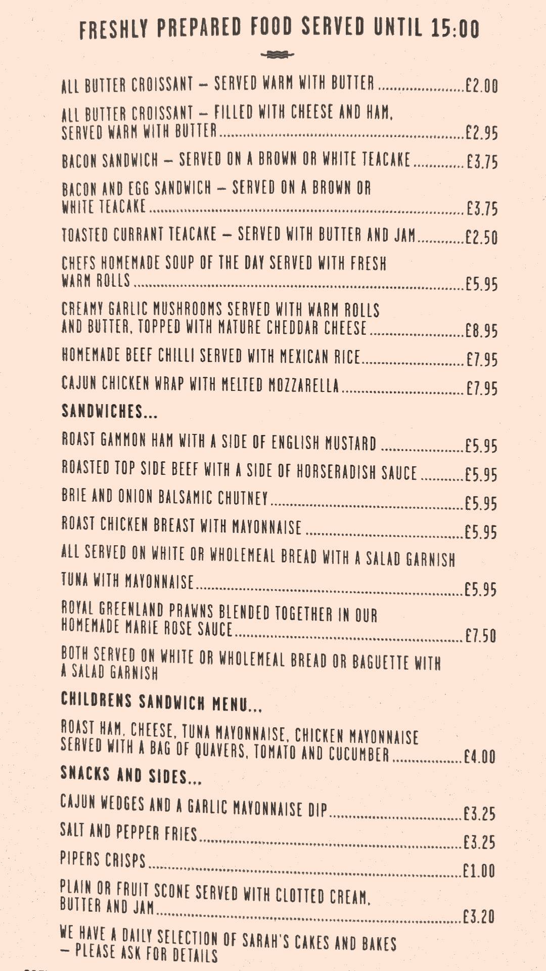 Menu at The Little Lock pub & bar, Marsden