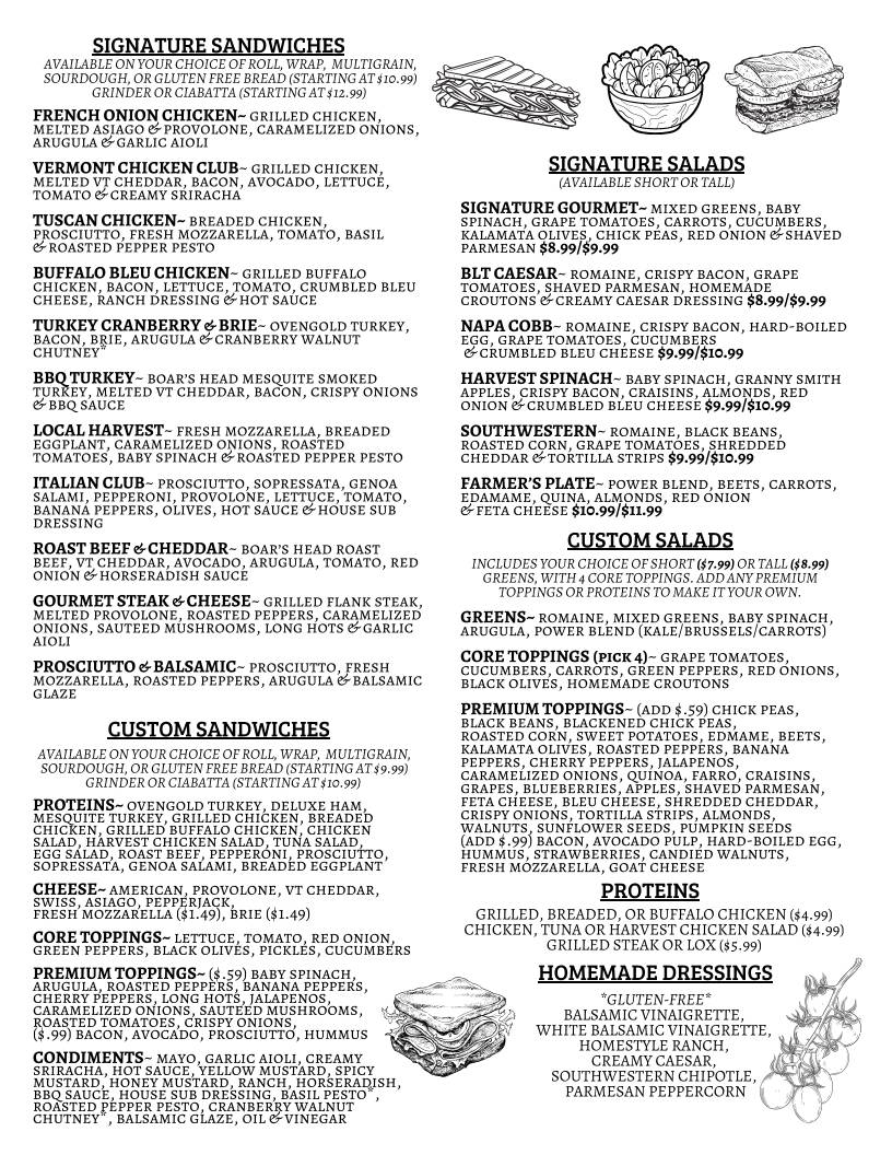 Menu at The Local Gourmet Cafe, Middlebury
