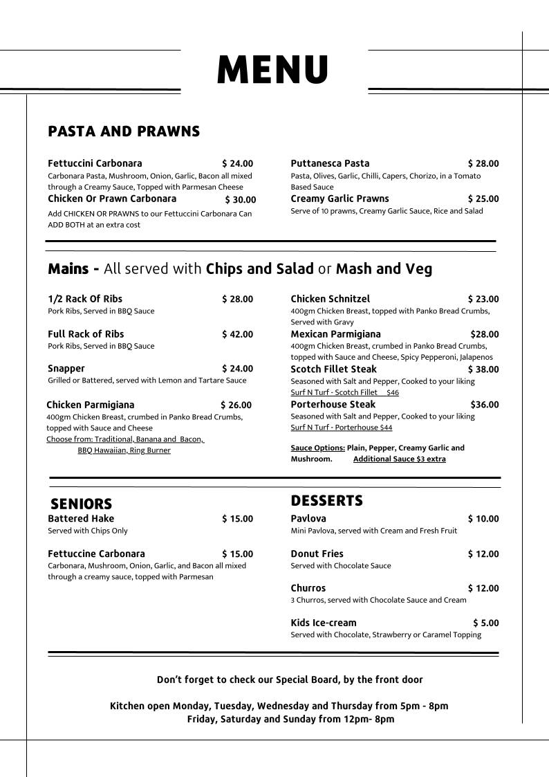Menu at The Loosefoot pub & bar, The Lakes