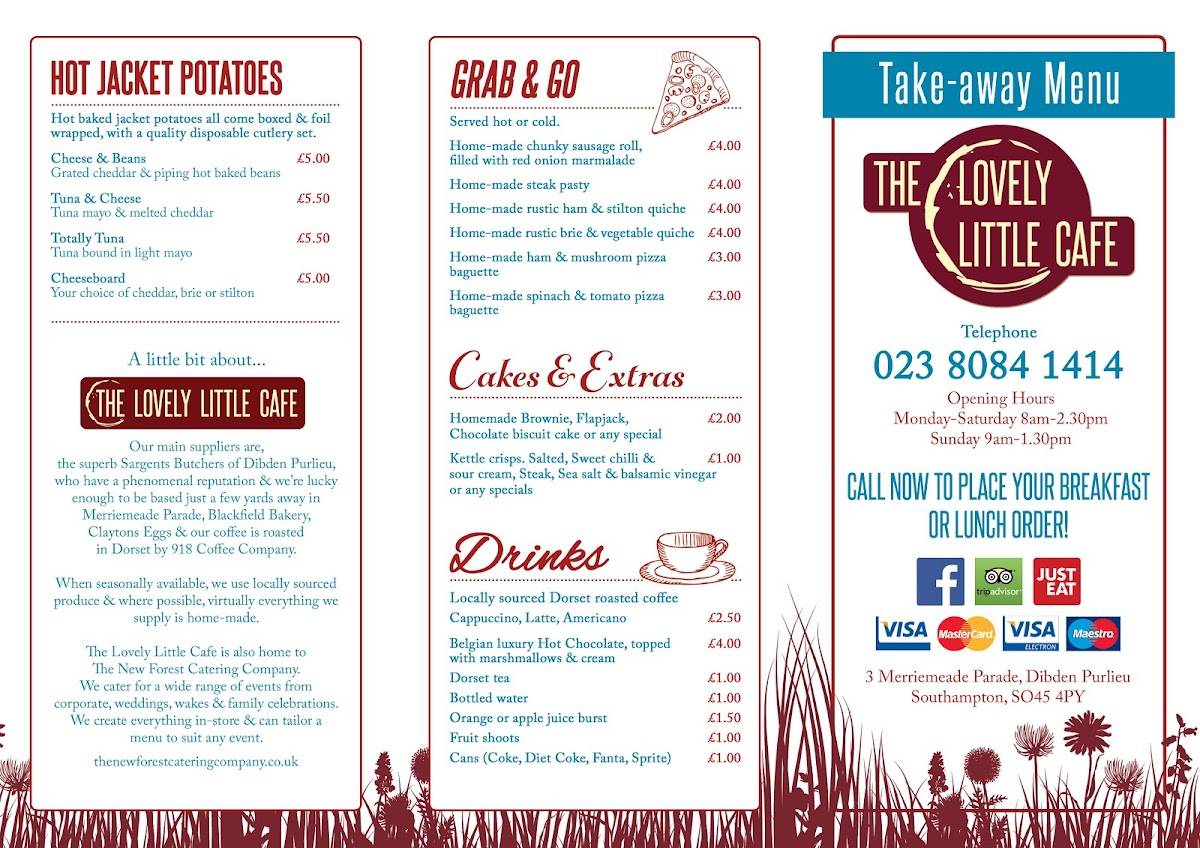 Menu at The Lovely Little Cafe, Dibden Purlieu, 3 Merriemeade Cl