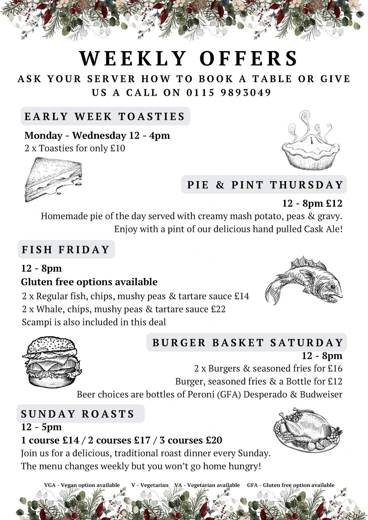 Menu at The Manvers Arms at Cotgrave pub & bar, Nottingham, The Cross