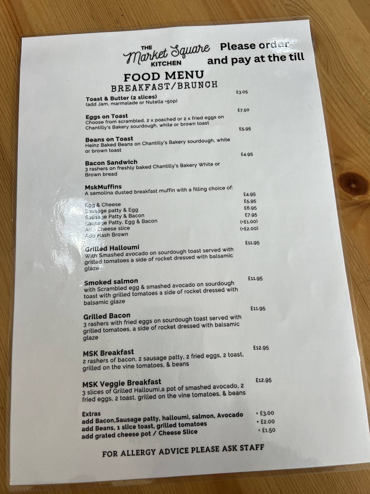 Menu at The Market Square Kitchen cafe, Dover