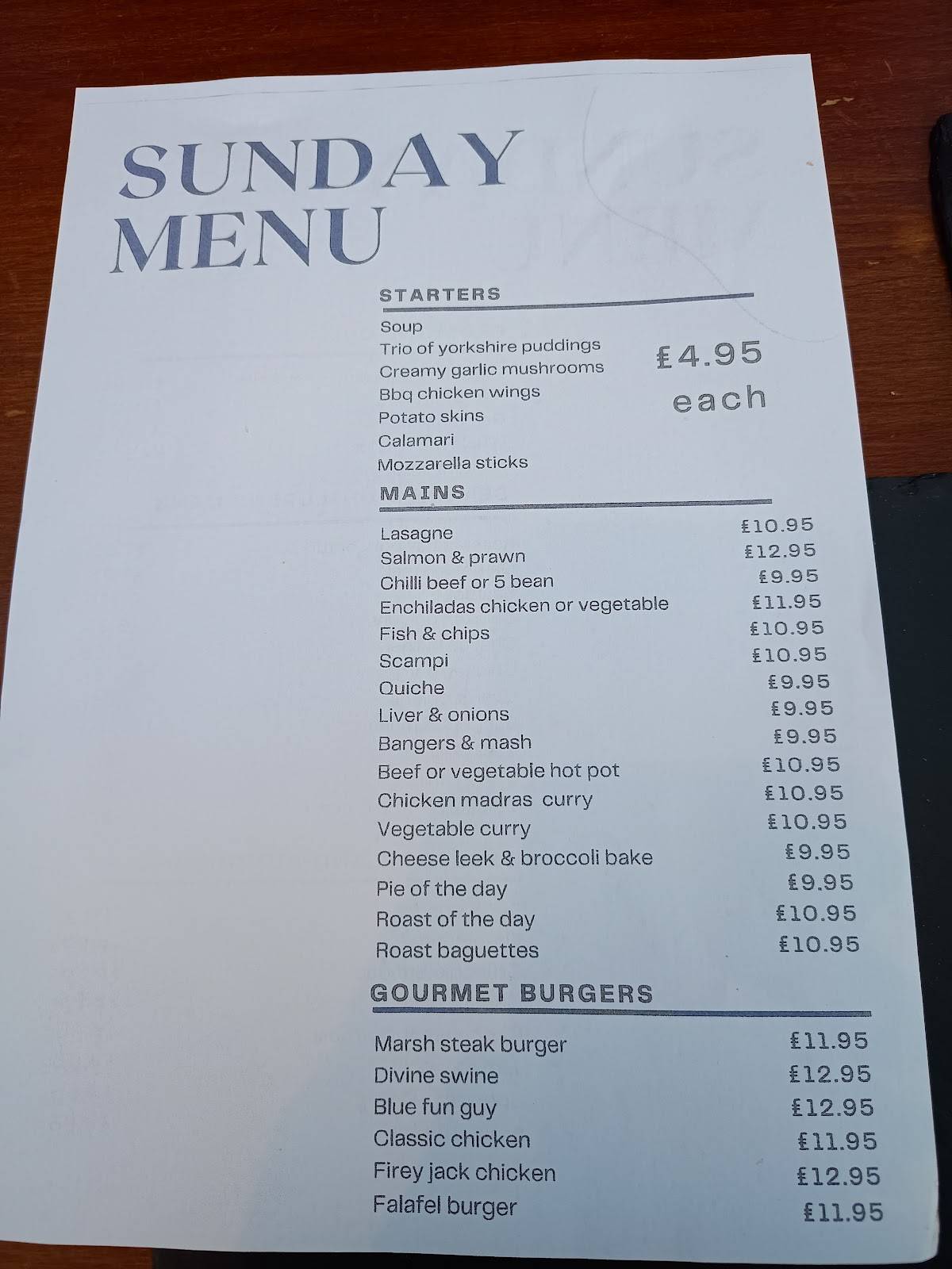 Menu at The Marsh pub & bar, Cleckheaton