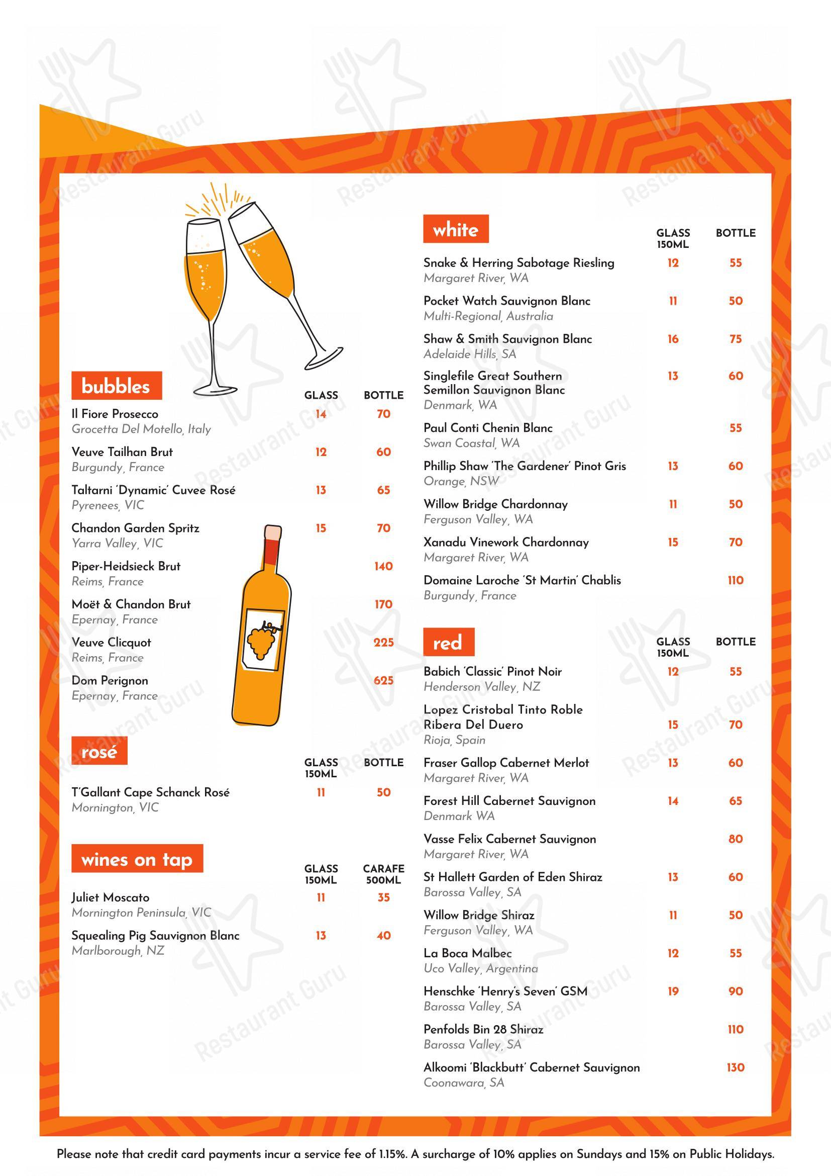Menu at The Merrywell pub & bar, Burswood, Crown Perth