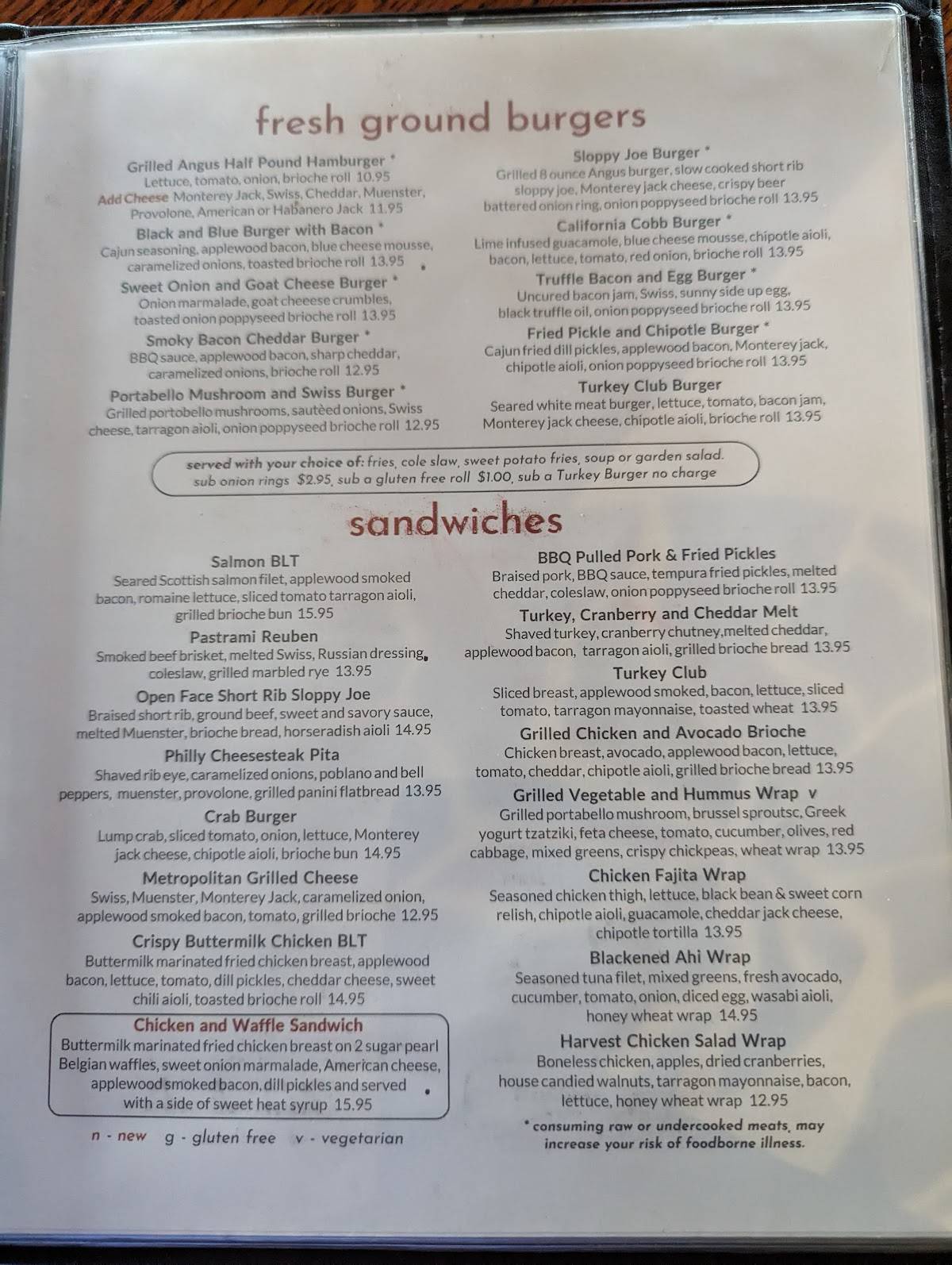 Menu at The Metropolitan, American Diner & Bar, Montgomeryville