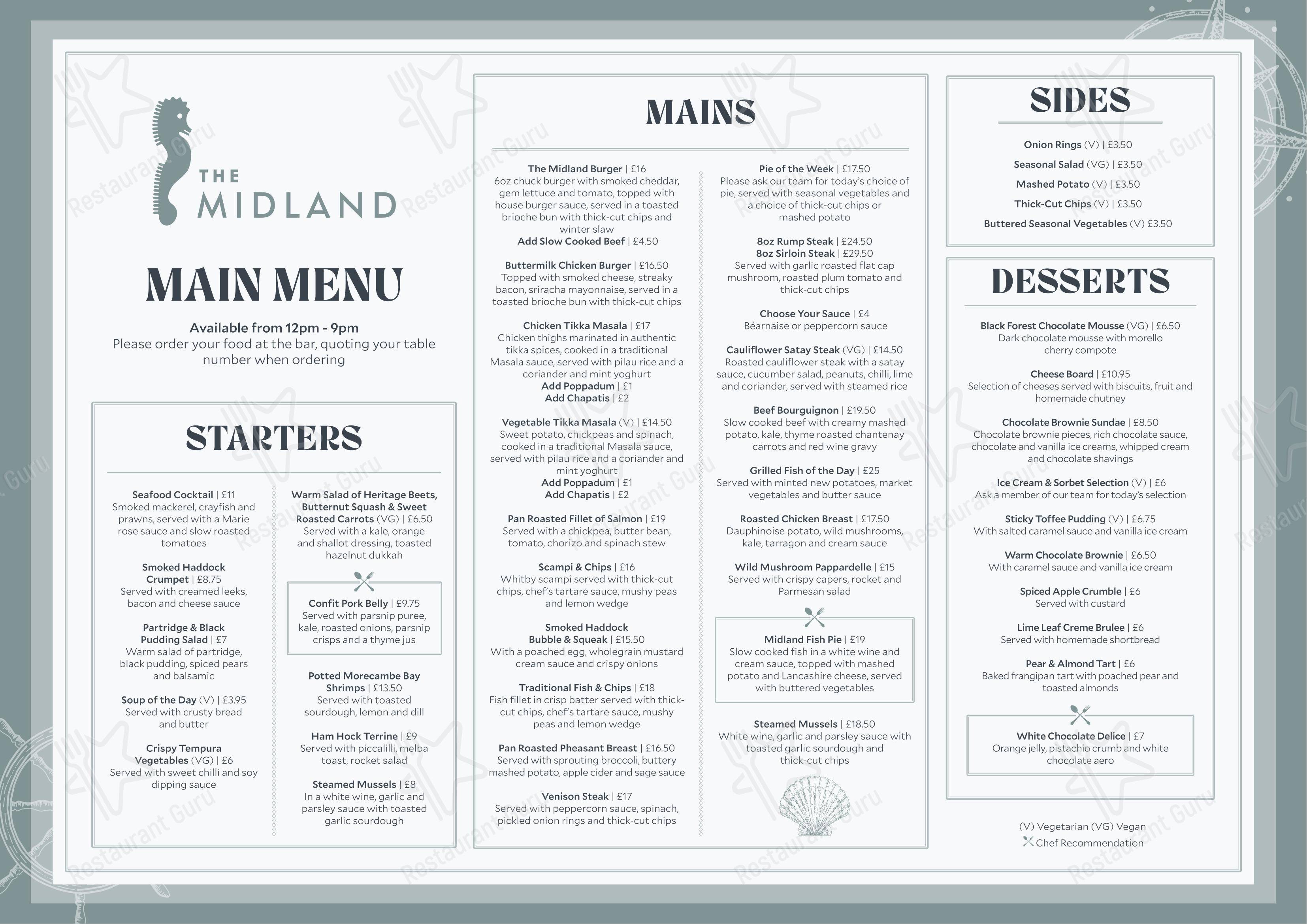 Menu at The Midland pub & bar, Morecambe