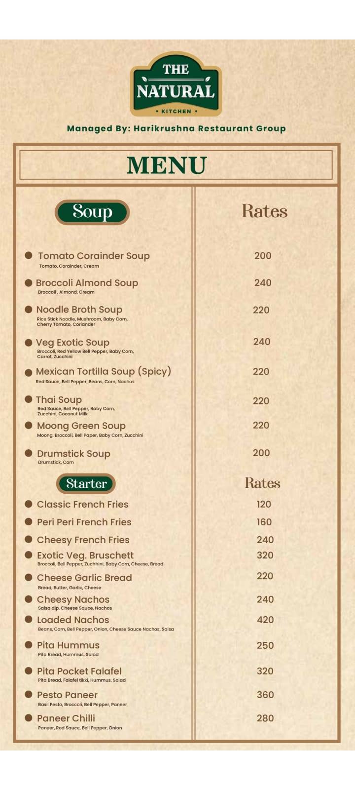 Menu at The Natural Kitchen, Surat