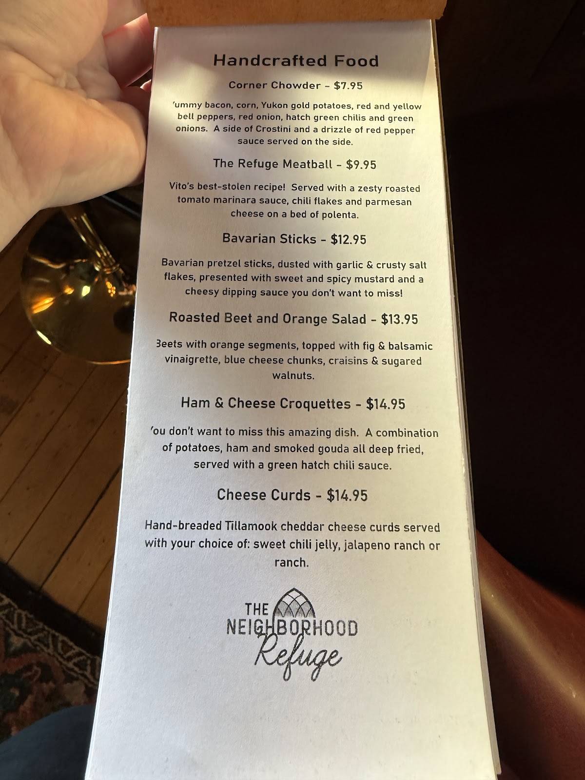 Menu at The Neighborhood Refuge pub & bar, Ridgefield