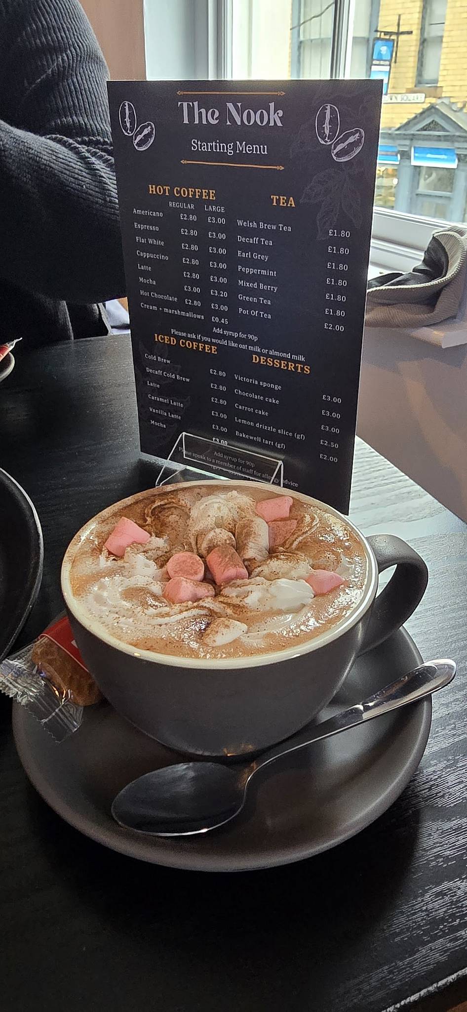 Menu at The Nook Refined cafe, Denbigh