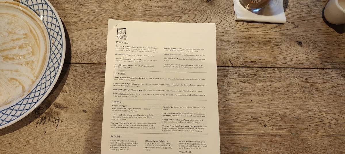 Menu at The Olive Branch pub & bar, Wimborne Minster