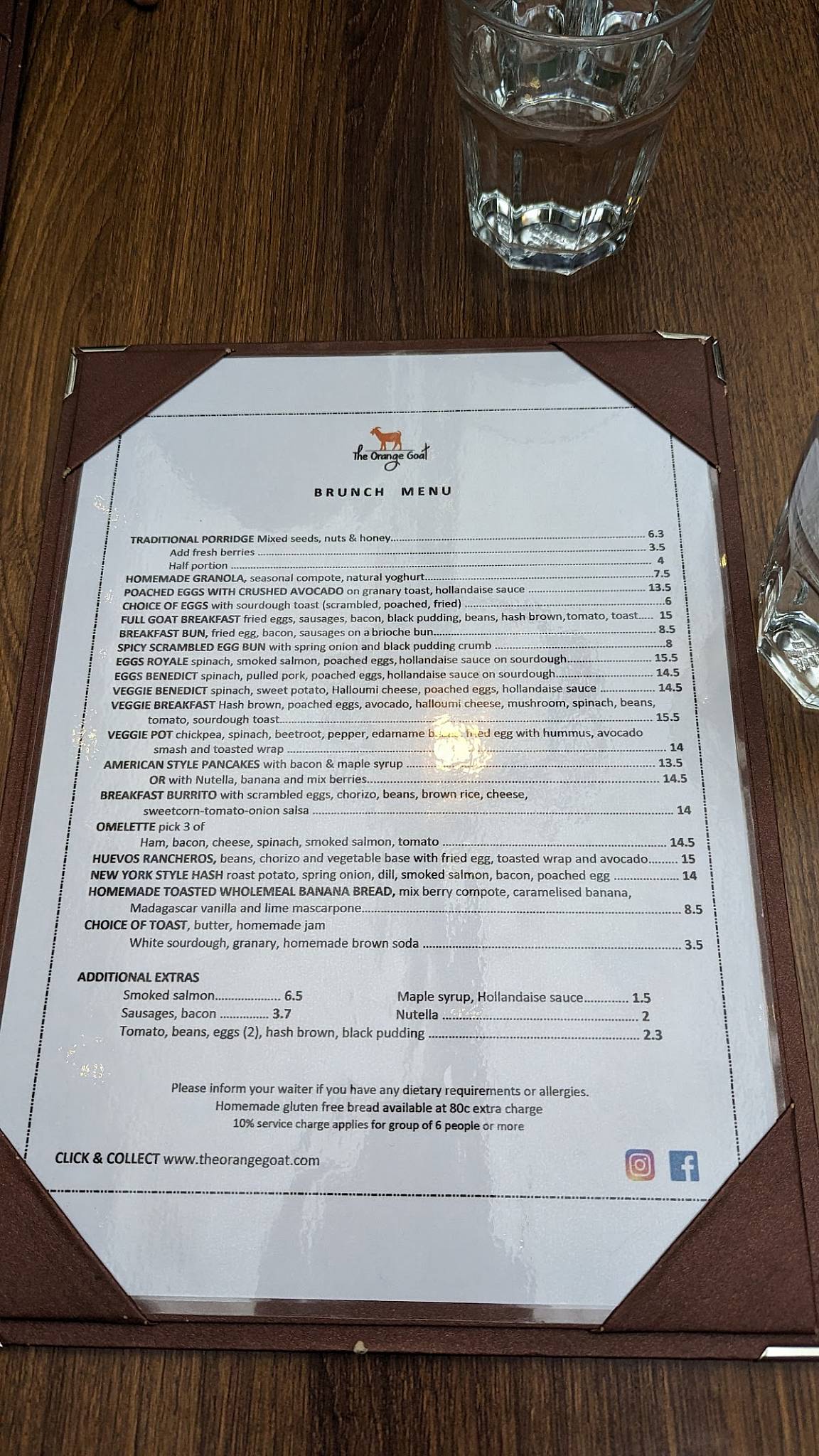 Menu at The Orange Goat - Killester cafe, Dublin