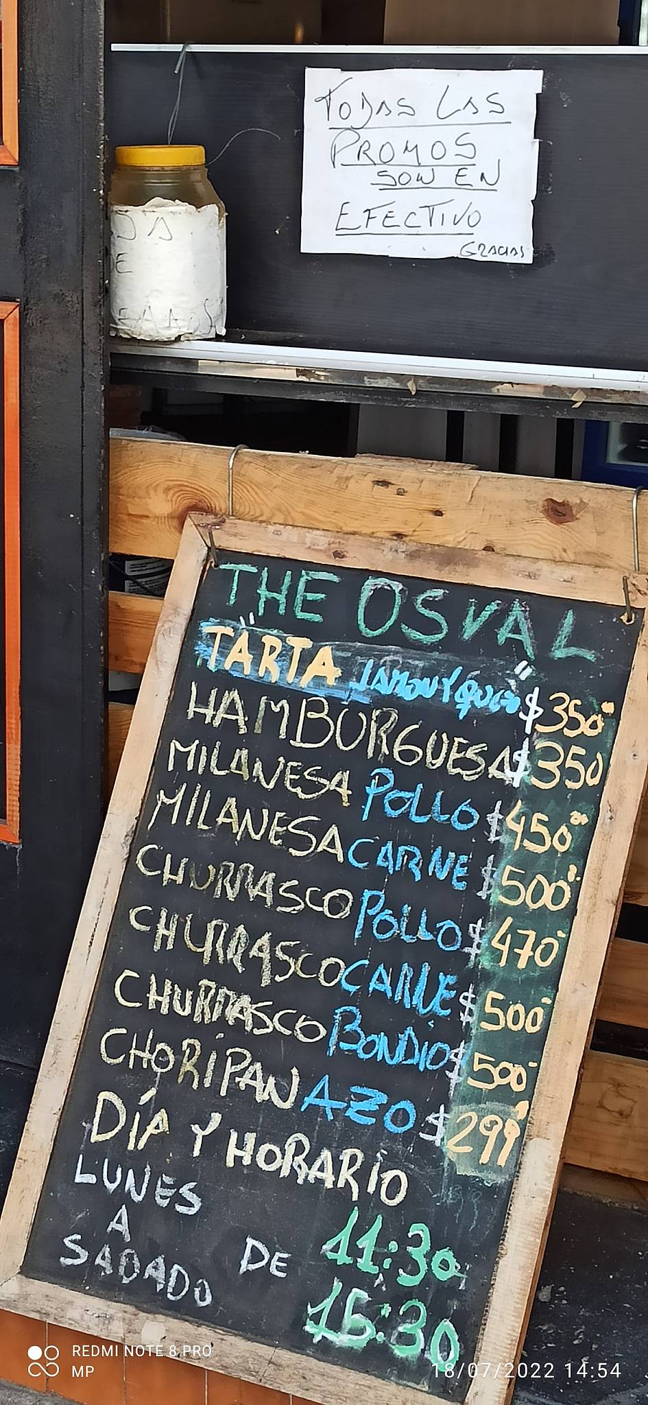 Carta del restaurante The Osval, Argentina