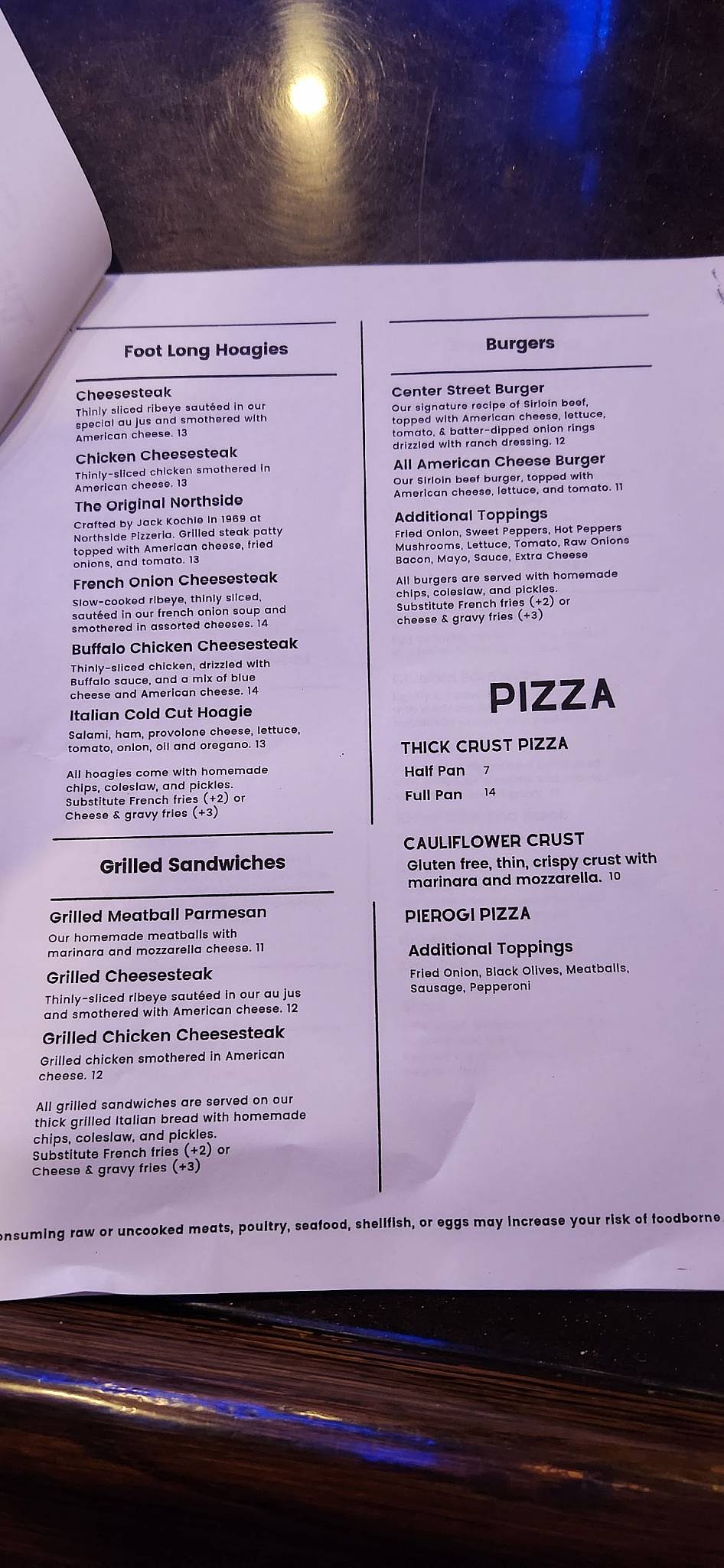 Menu at The Other Side pub & bar, Freeland