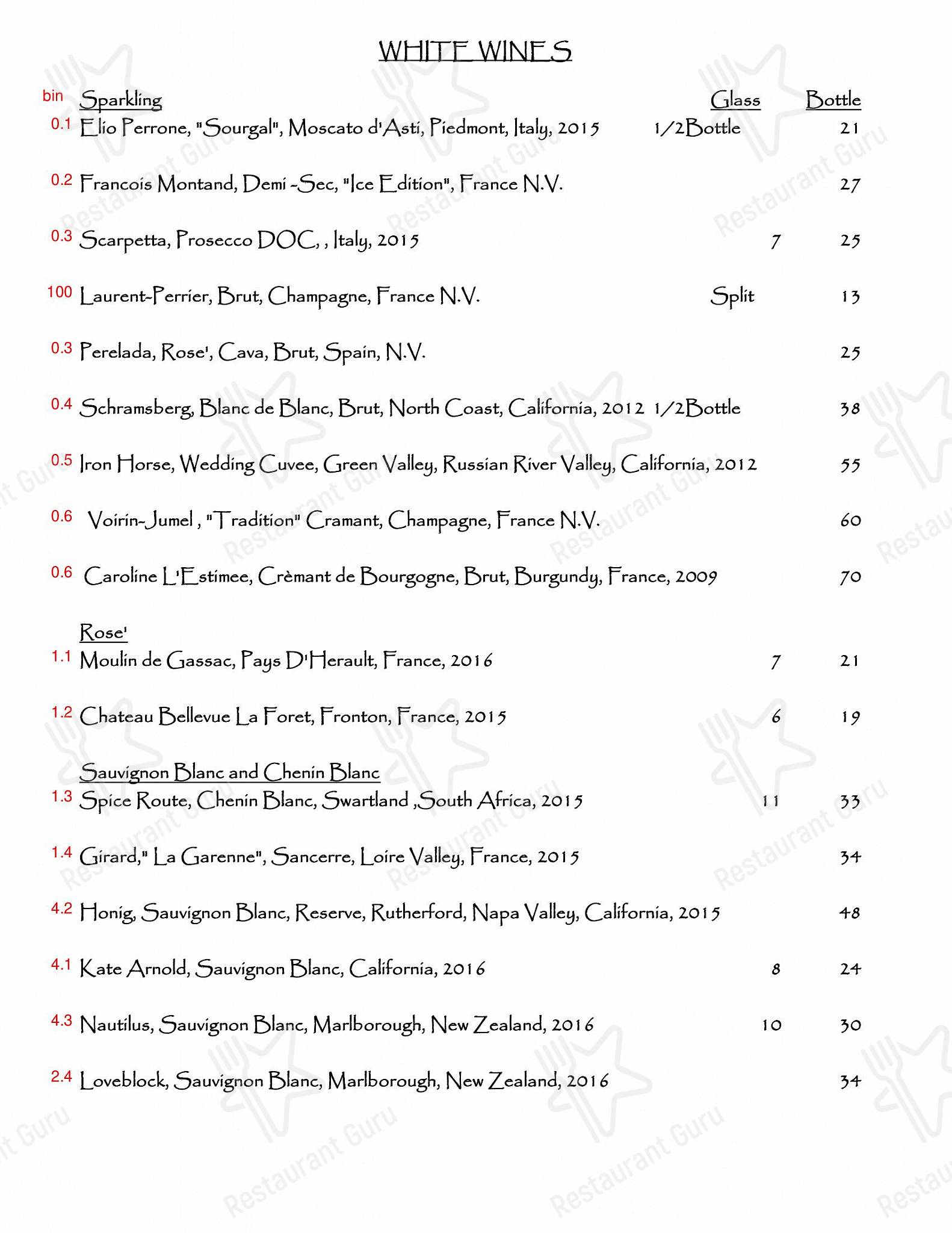 Menu at The Other Side Bistro restaurant, Bonita Springs