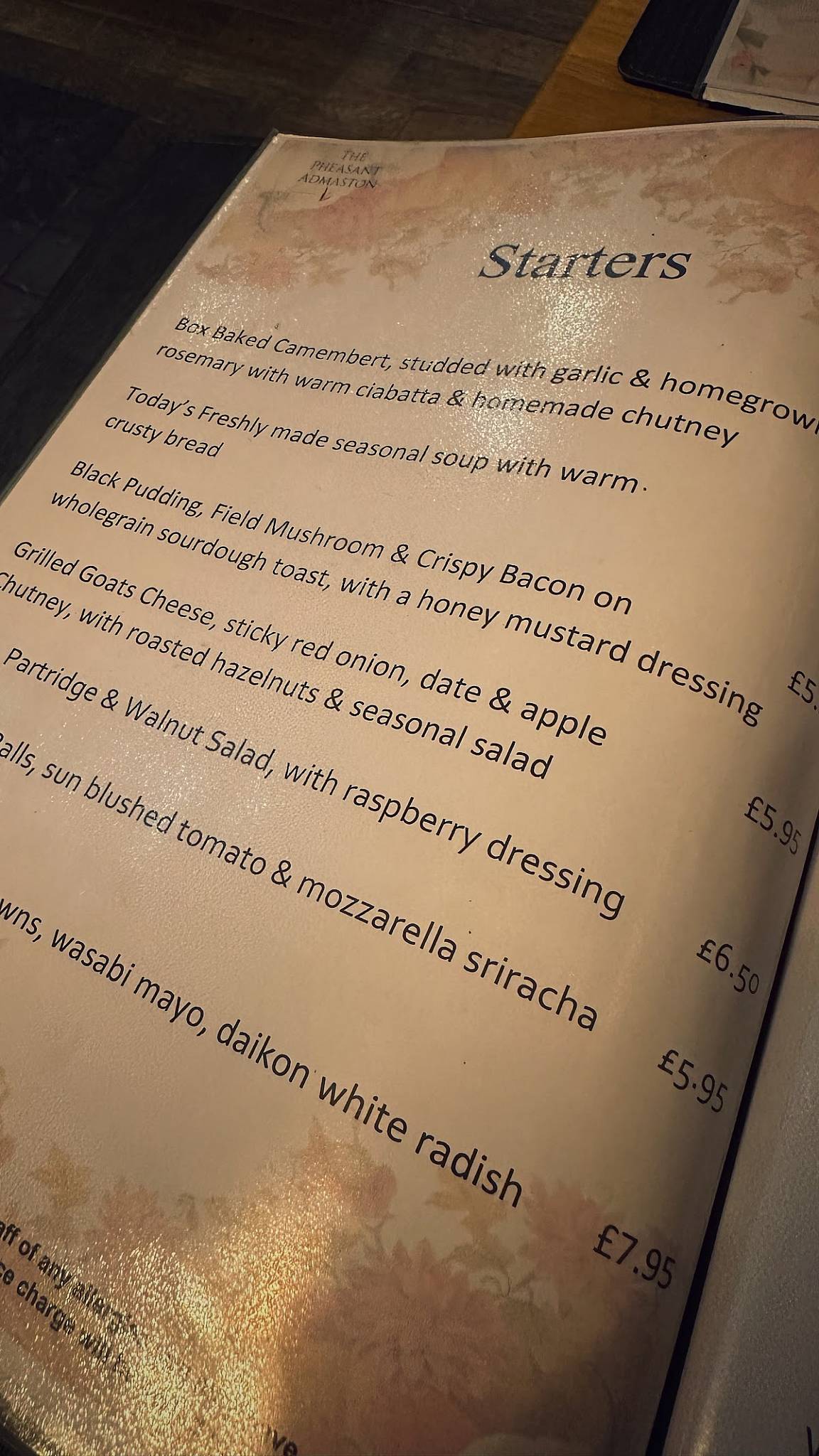 Menu at The Pheasant Inn pub & bar, Wrockwardine, 14 Shawbirch Rd