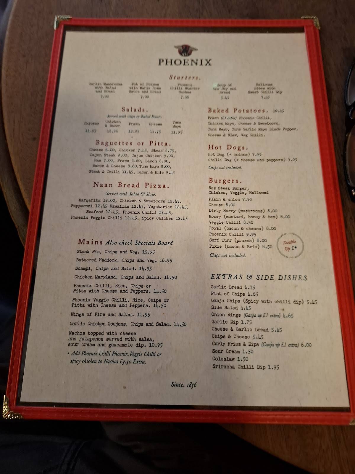 Menu at The Phoenix pub & bar, Dundee