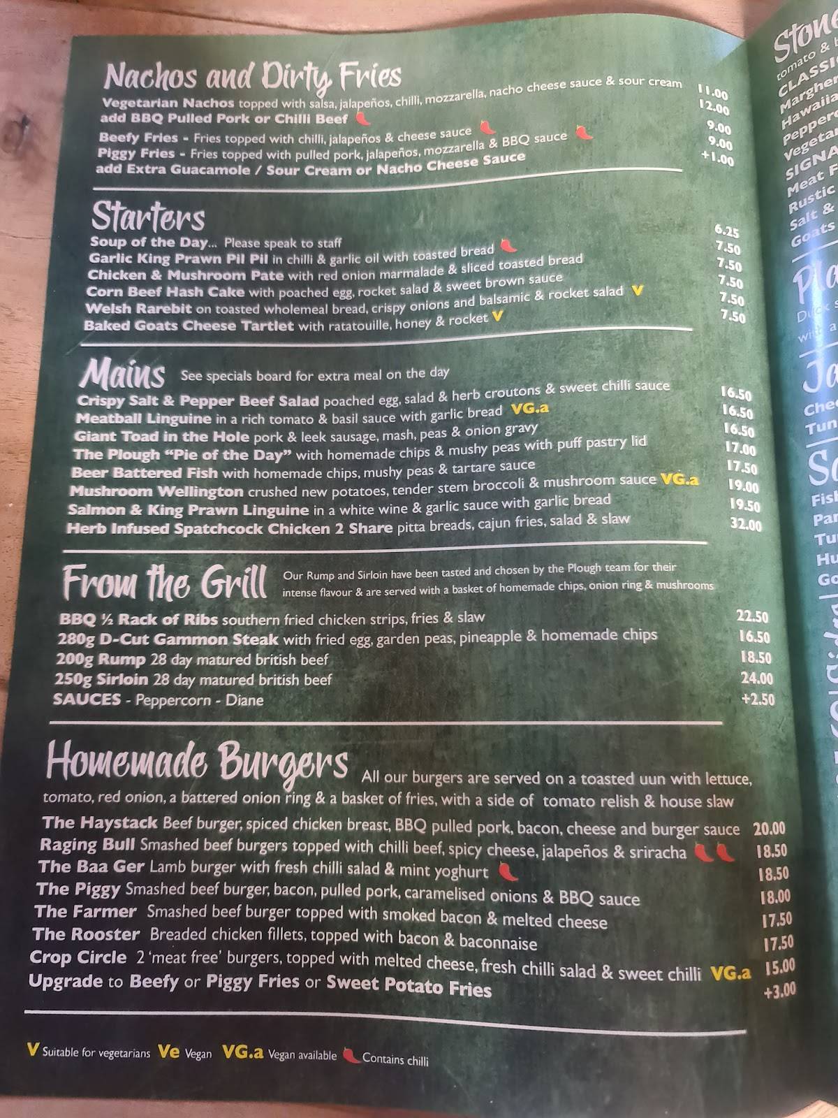 Menu at The Plough Inn pub & bar, Saint Asaph