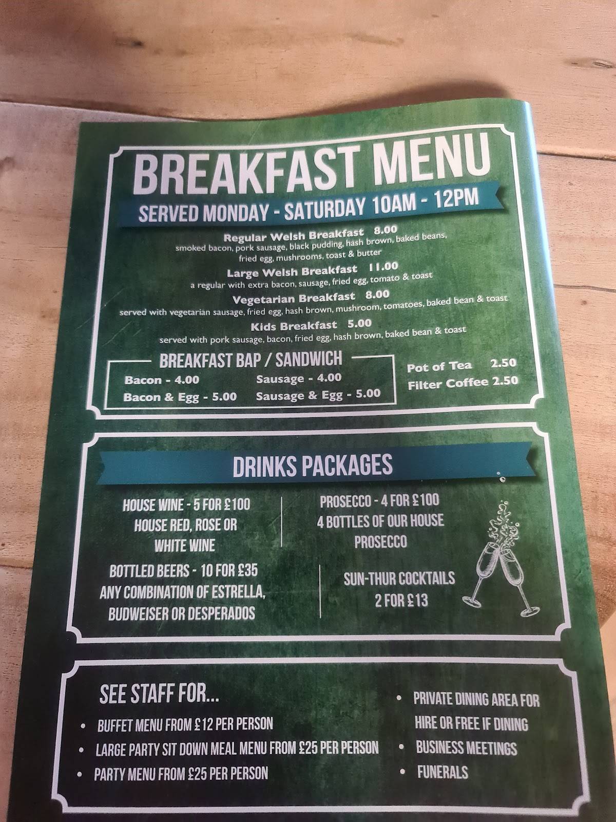 Menu at The Plough Inn pub & bar, Saint Asaph