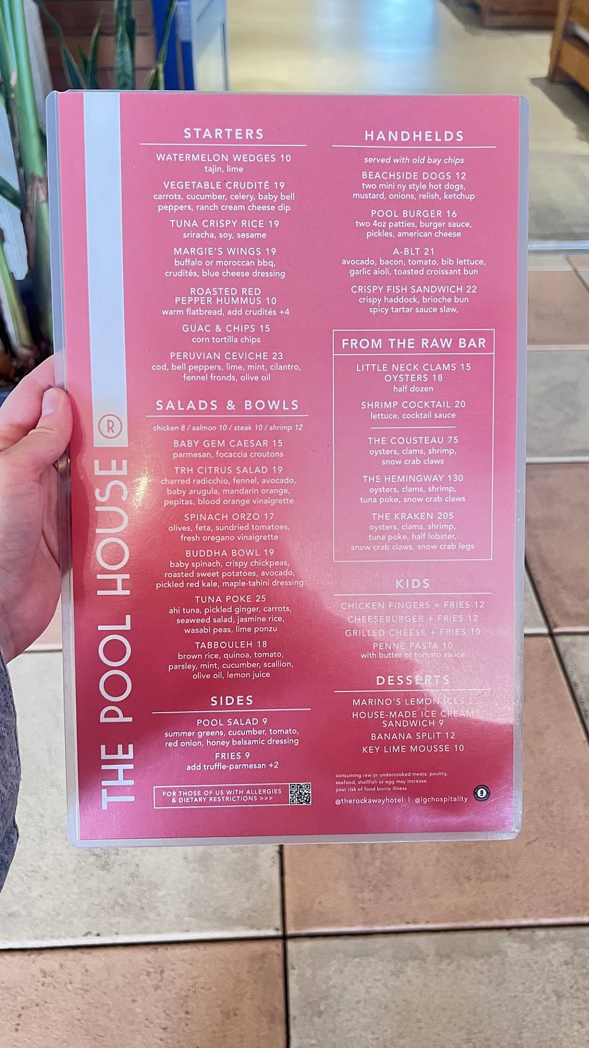 Menu at The Pool House pub & bar, New York City, 108-10 Rockaway Beach Dr