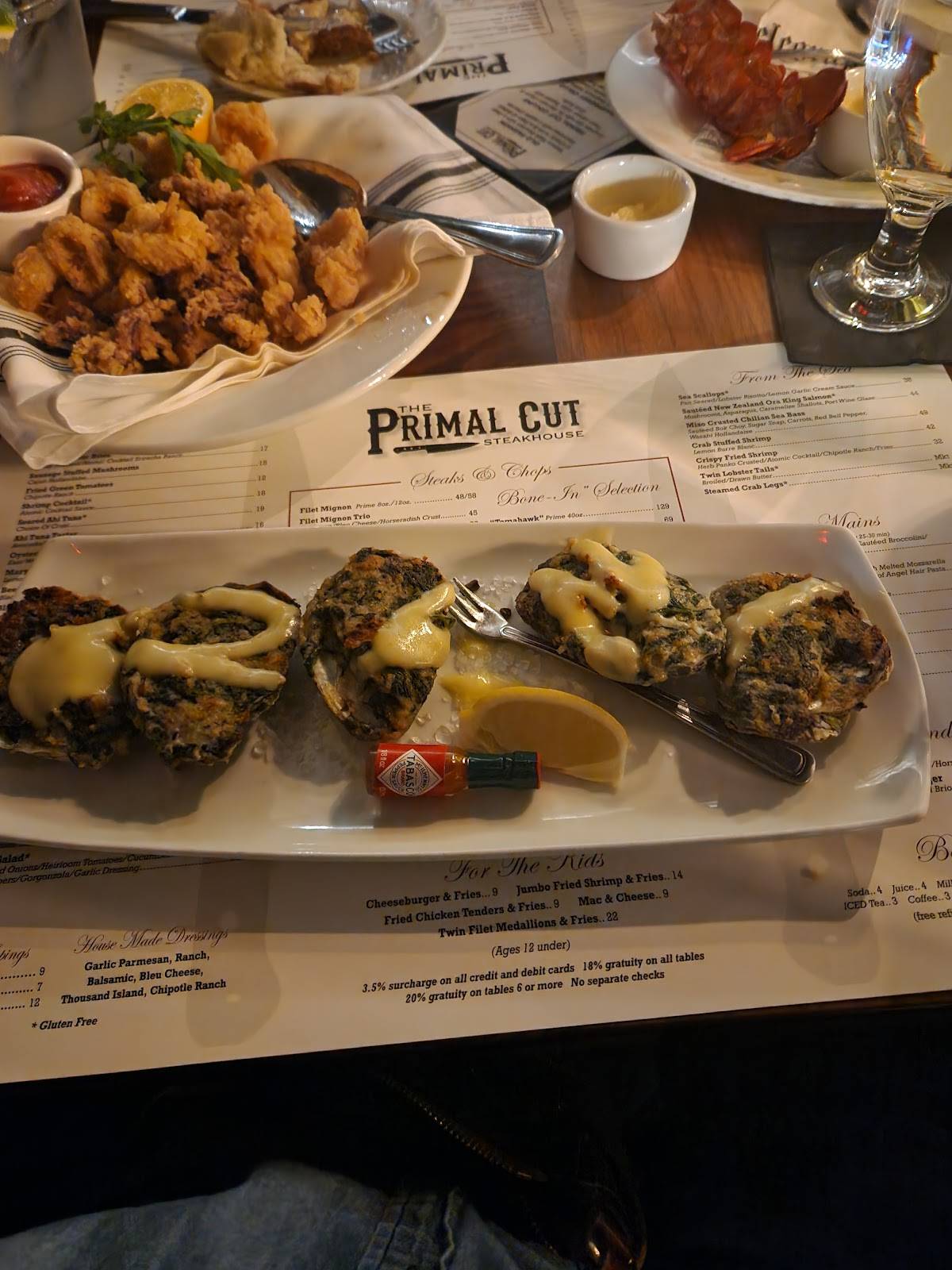 Menu at The Primal Cut steakhouse, Tinley Park