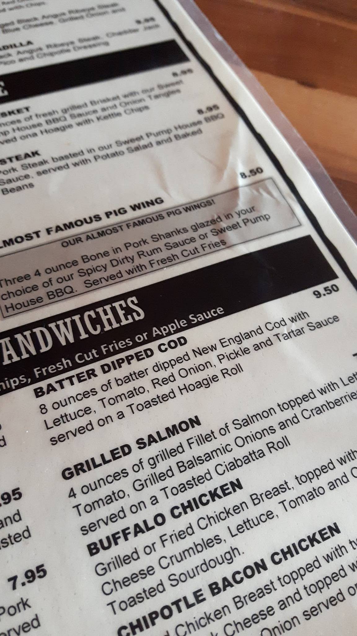 Menu at The Pump House Bar & Grill, Wood River